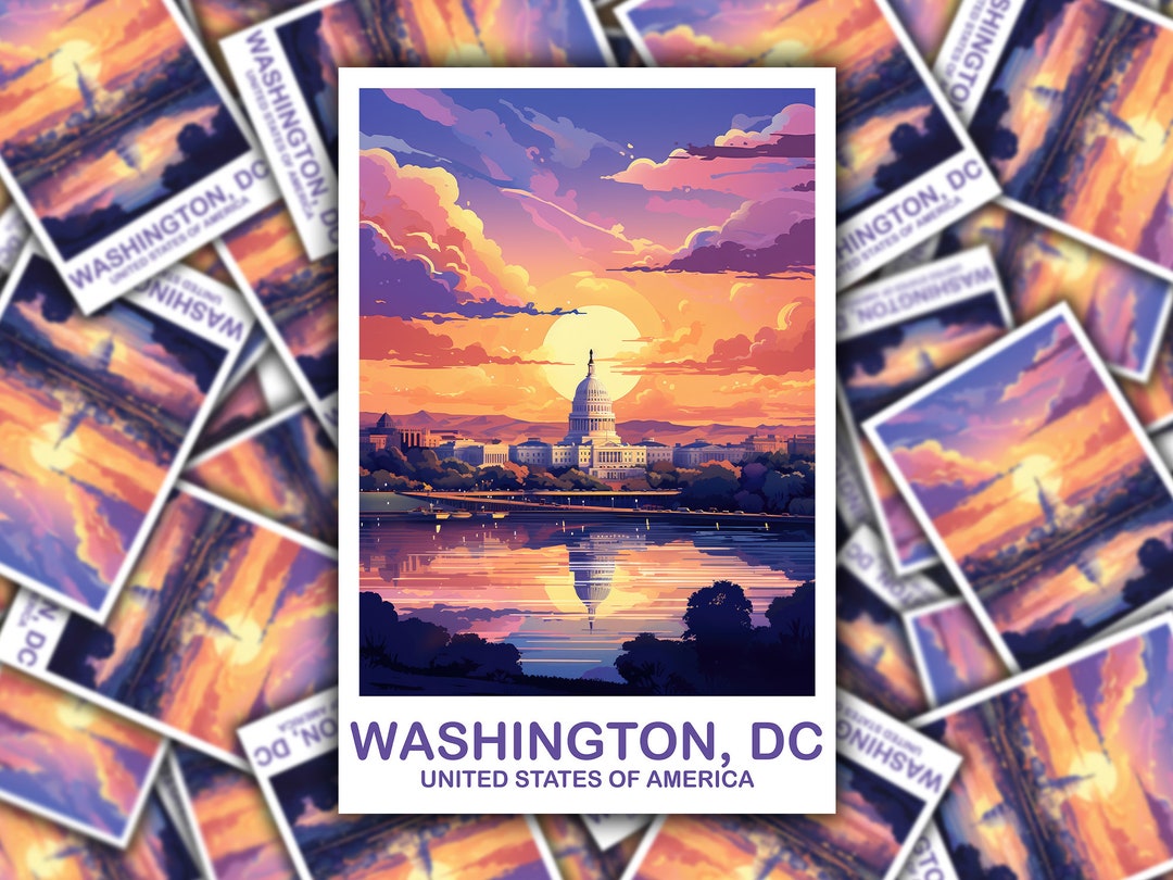 Washington DC Travel Sticker, Washington DC Sticker, Capital Hill ...