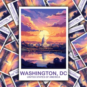 Washington DC Travel Sticker, Washington DC Sticker, Capital Hill ...