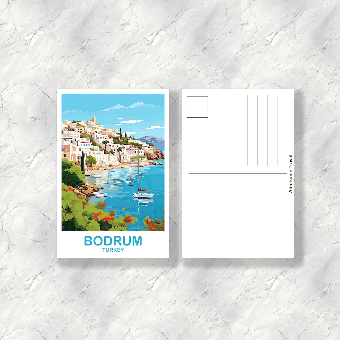 Bodrum Travel Postcard Art, Bodrum Turkey Postcard Art, Turkey Art ...