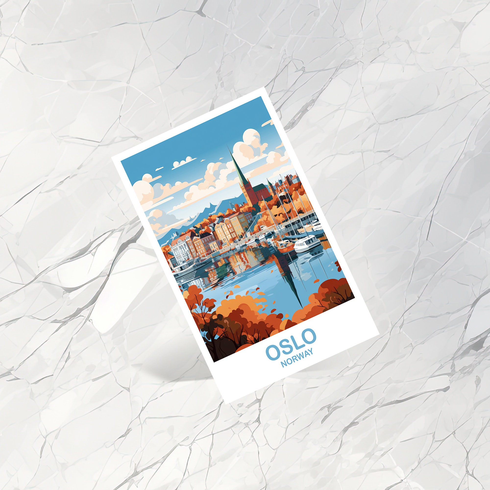 Oslo Norway Travel Postcard Art, Oslo Postcard, Norway Postcard, Oslo ...