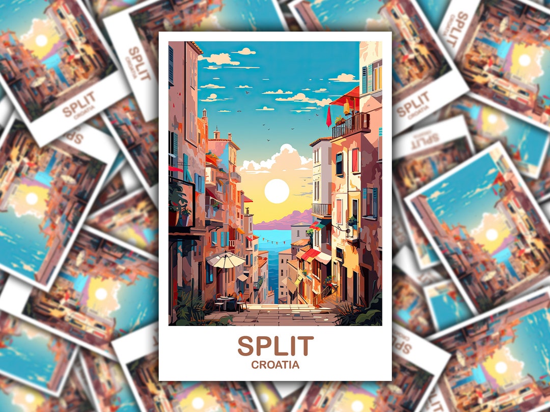 Split Croatia Travel Sticker, Split Travel Art, Croatia Sticker, Split ...