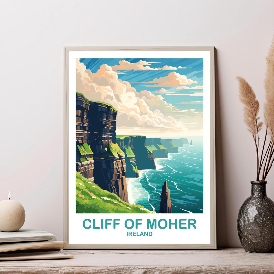 Cliff of Moher Ireland Travel Poster | Travel Memory Gift Present - Etsy