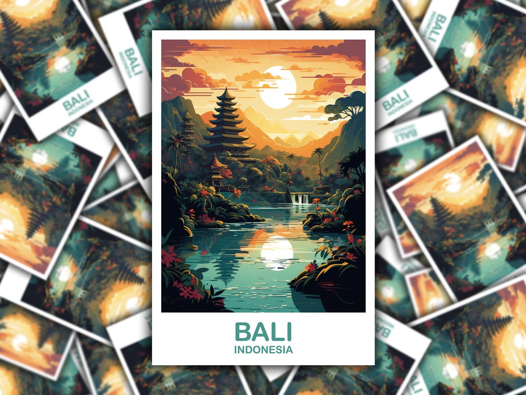 Bali Travel Sticker Art, Bali Skyline, Bali Indonesia Sticker Art, City ...