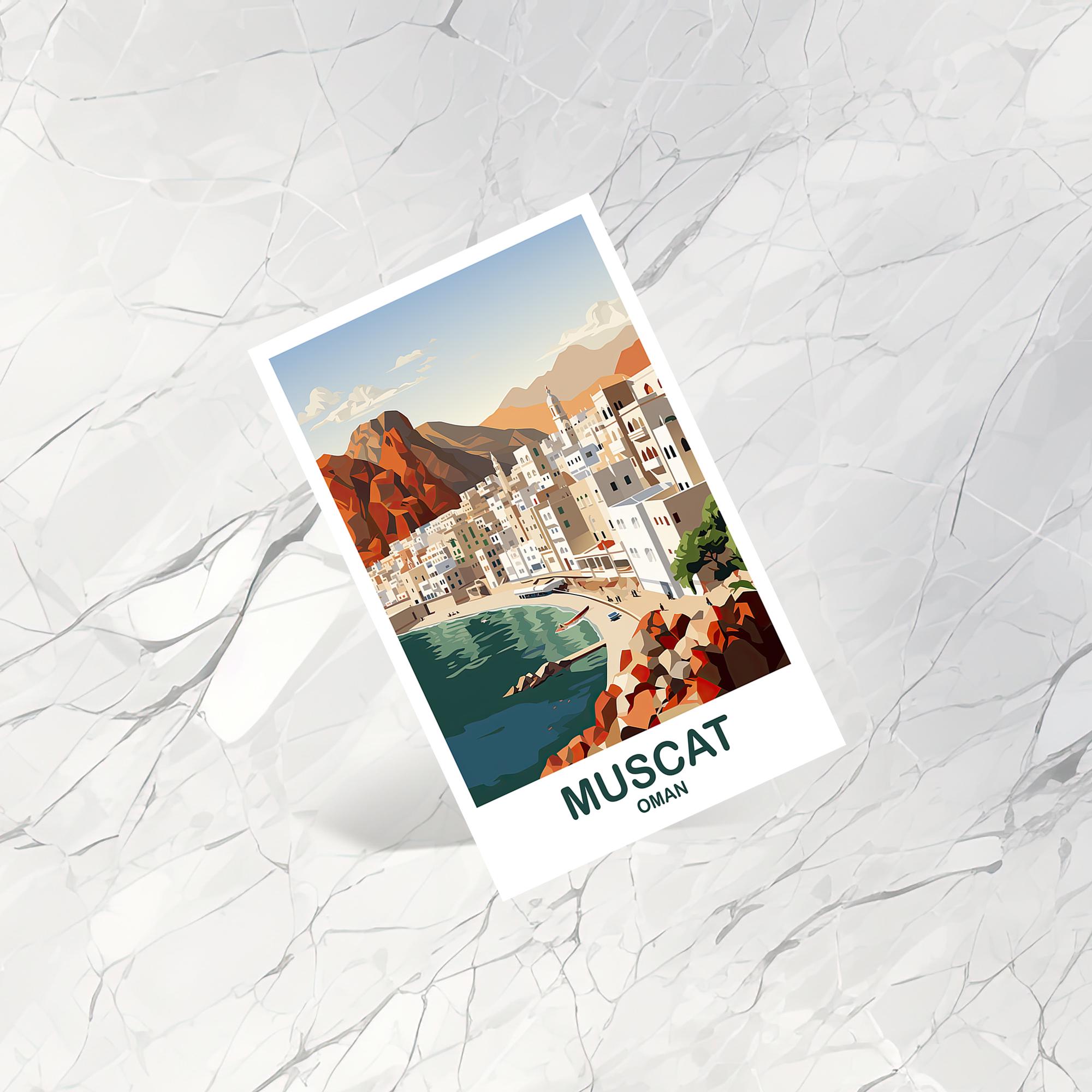 Muscat Oman Travel Postcard, Muscat Skyline, Oman Art Postcard, Muscat ...