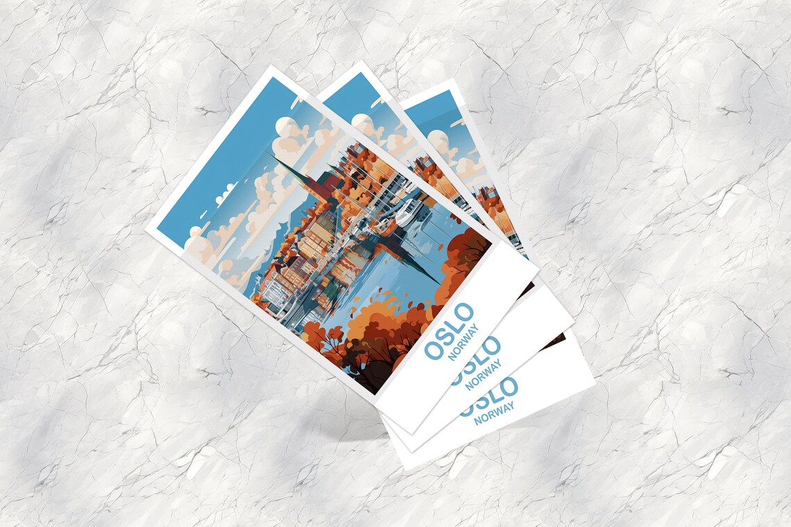 Oslo Norway Travel Postcard Art, Oslo Postcard, Norway Postcard, Oslo ...