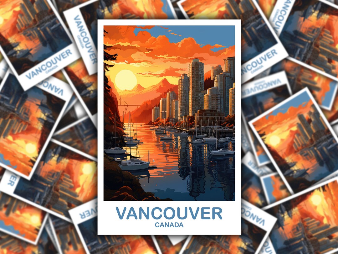 Vancouver BC Travel Sticker, British Columbia Sticker Art, Vancouver ...