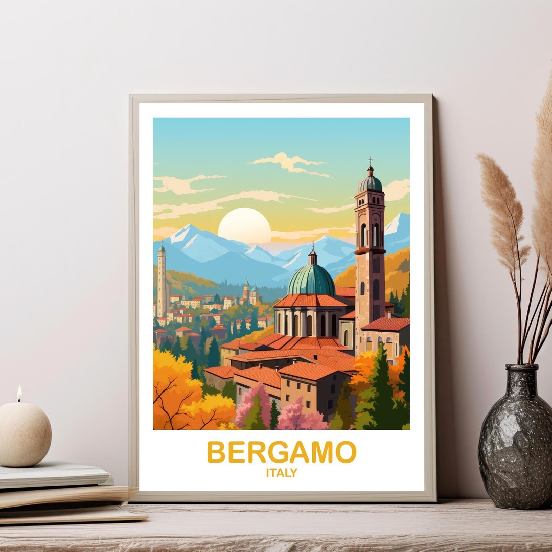 Bergamo Rome Travel Poster, Bergamo Travel Art, Italy Poster, Bergamo ...