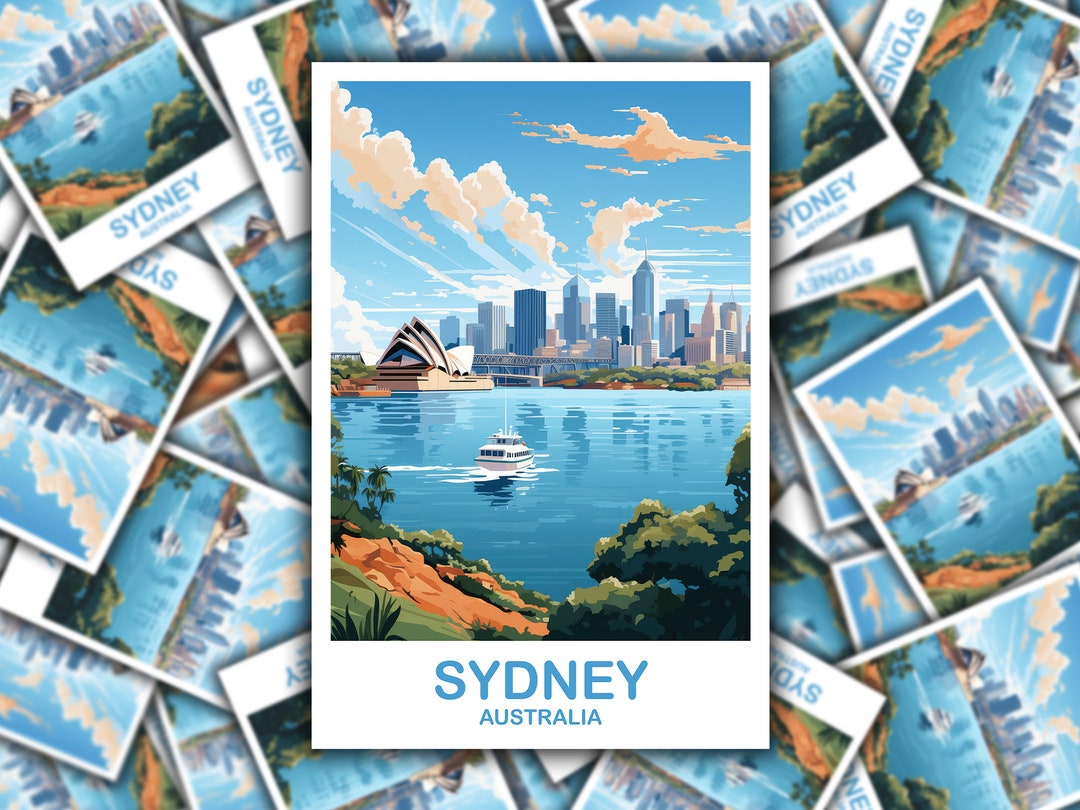 Sydney Travel Sticker Art, Australia Travel Sticker Art, Sydney Sticker ...