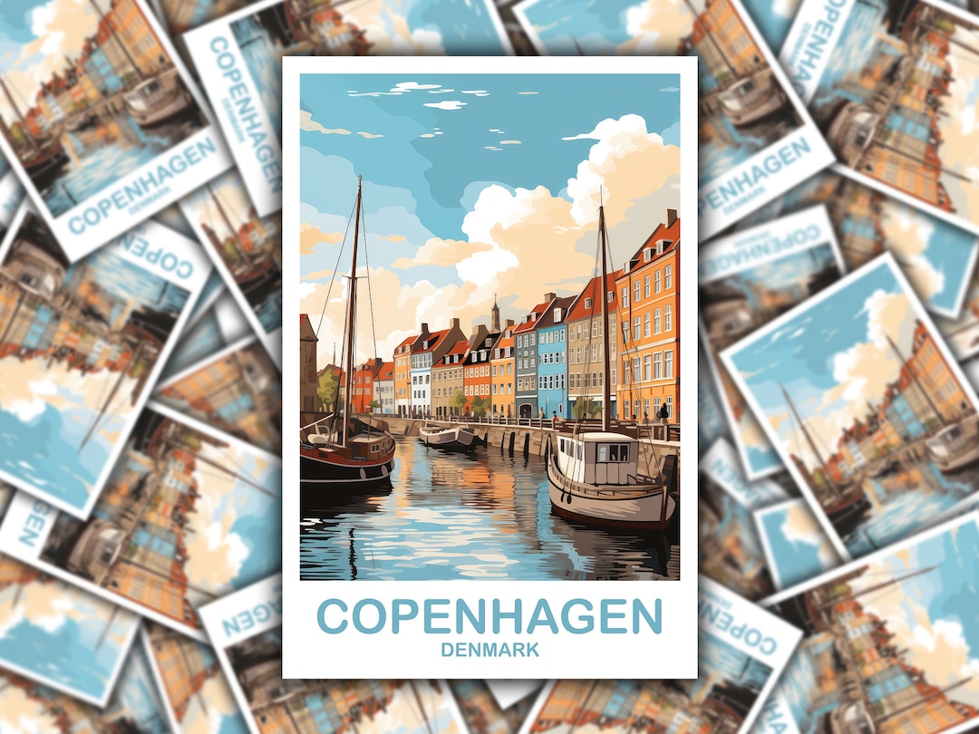 Copenhagen Travel Sticker Art, Copenhagen Travel Sticker, Denmark ...
