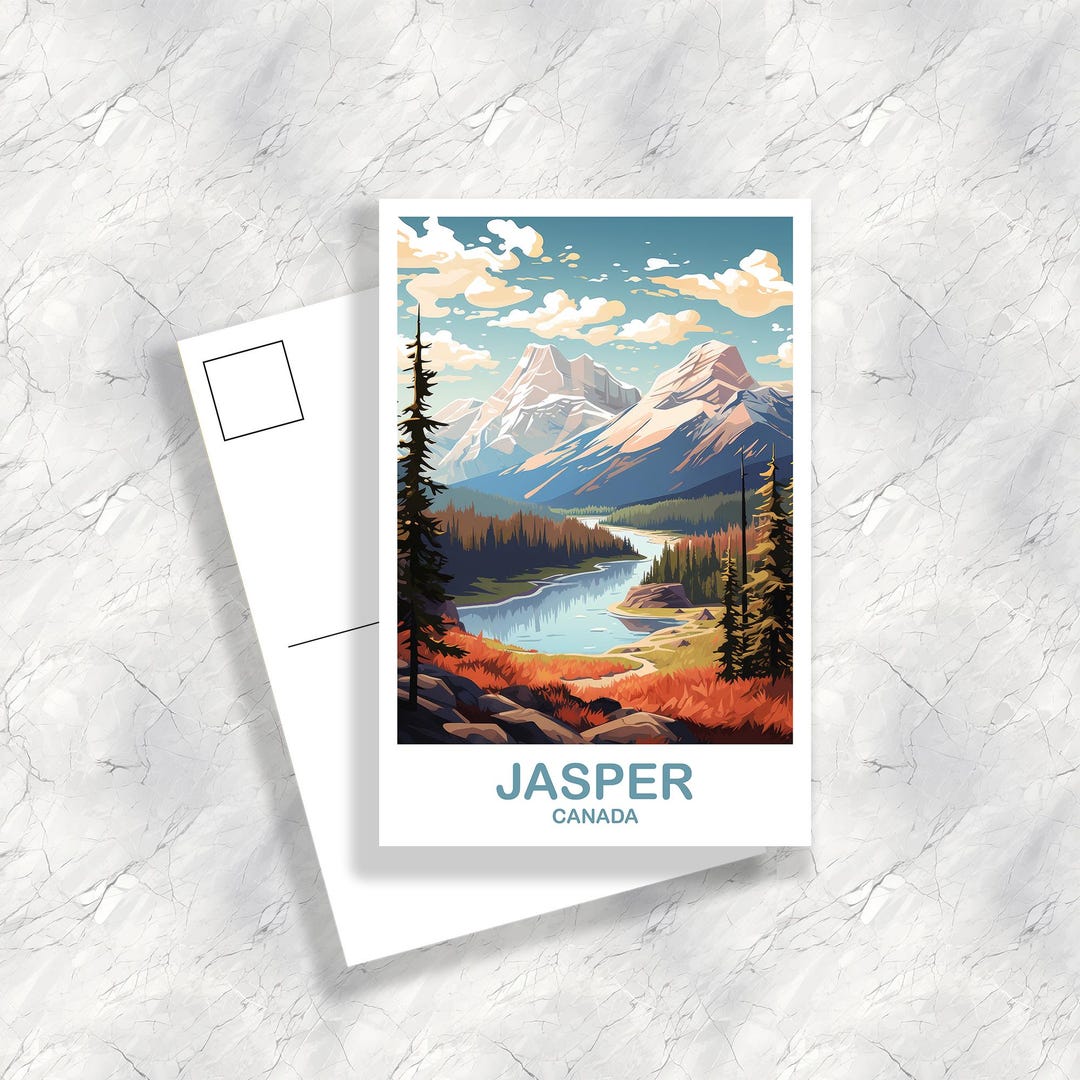 Jasper Alberta Travel Postcard, Alberta Postcard, Jasper Postcard ...
