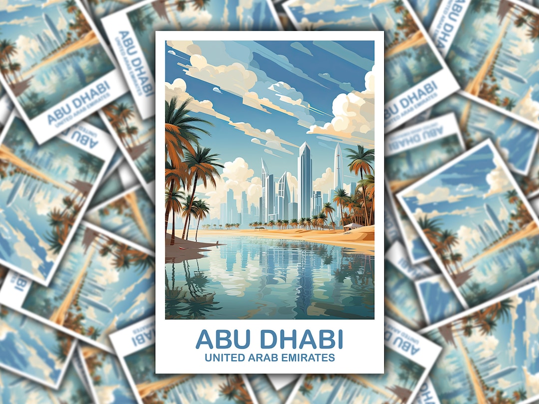 Abu Dhabi Travel Art Sticker, Abu Dubai Art Sticker, City Skyline ...