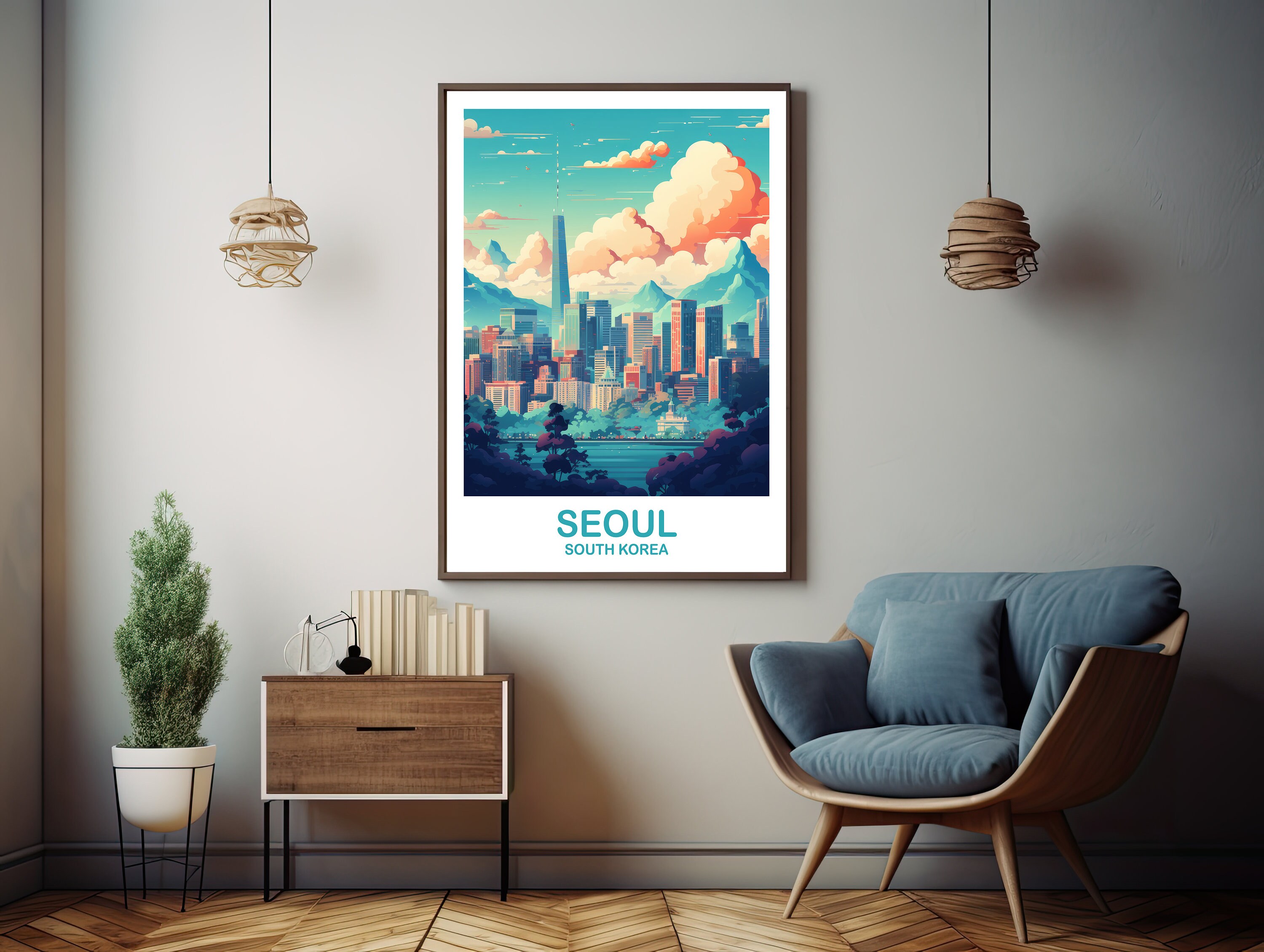 Seoul Korea Travel Poster, Seoul Skyline, Korea Wall Art Poster ...