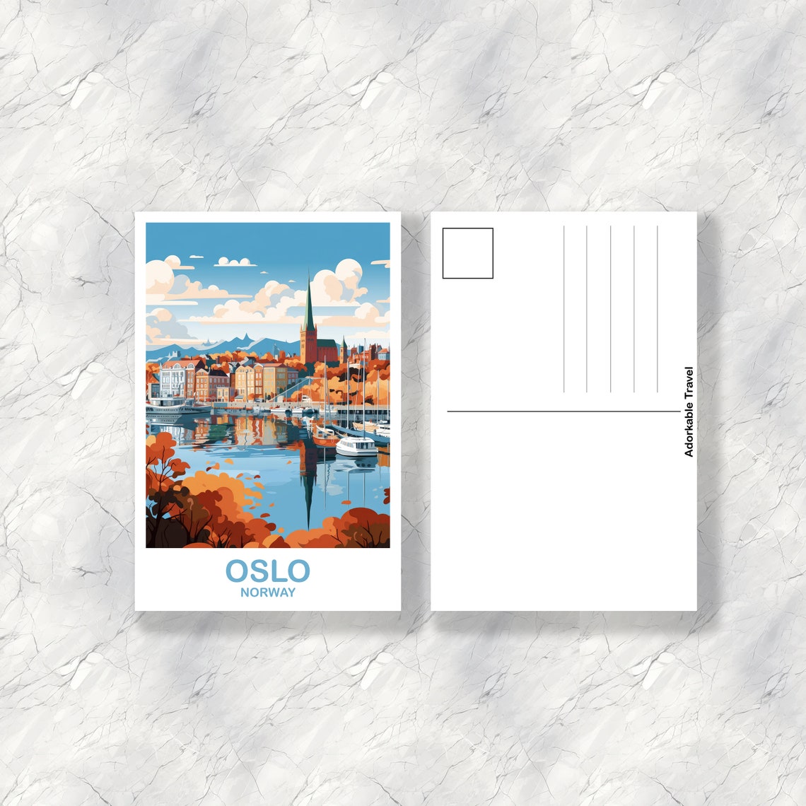 Oslo Norway Travel Postcard Art, Oslo Postcard, Norway Postcard, Oslo ...