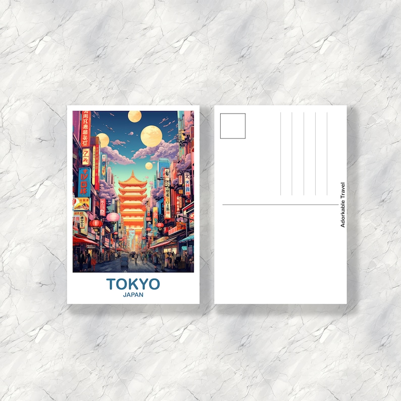 Tokyo Travel Art Postcard, Tokyo Skyline, Japan Wall Art Postcard, City ...