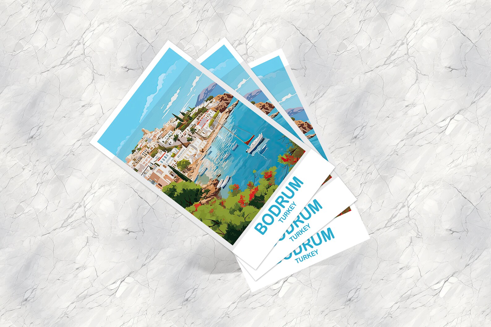 Bodrum Travel Postcard Art, Bodrum Turkey Postcard Art, Turkey Art ...