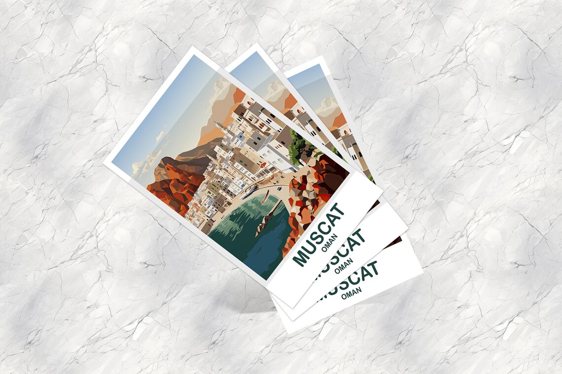Muscat Oman Travel Postcard, Muscat Skyline, Oman Art Postcard, Muscat ...