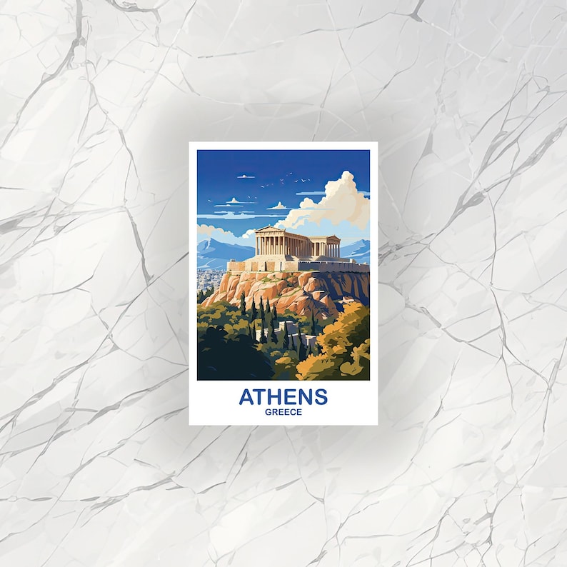 Athens Greece Travel Sticker Art, Athens Travel, Athens Sticker, Greece ...