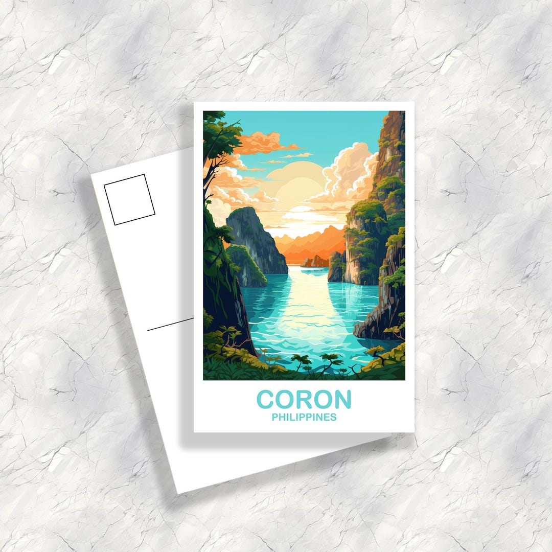 Coron Philippines Postcard Art, Philippines Travel Postcard Asia ...