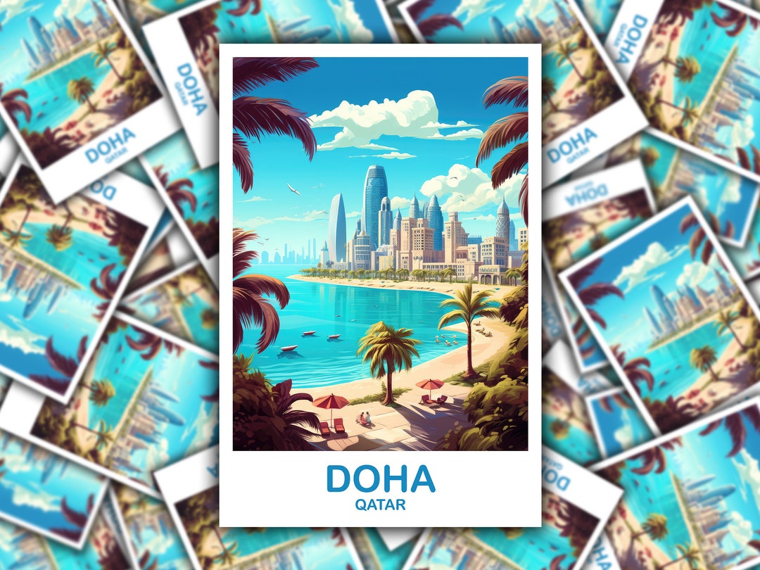 Doha Travel Sticker Art, Doha Skyline, Doha Qatar Art Sticker, City ...