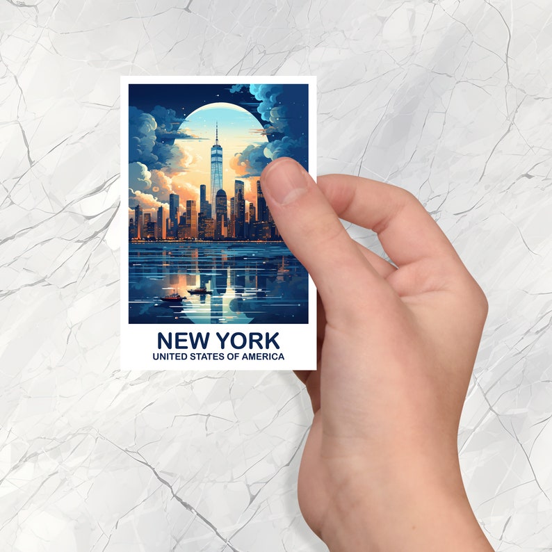 New York Travel Sticker, Manhattan Skyline Sticker, New York Sticker ...