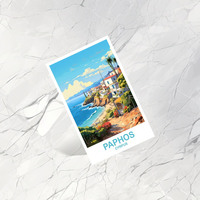 Paphos Cyrprus Travel Postcard Art, Cyprus Travel Art, Paphos Postcard ...