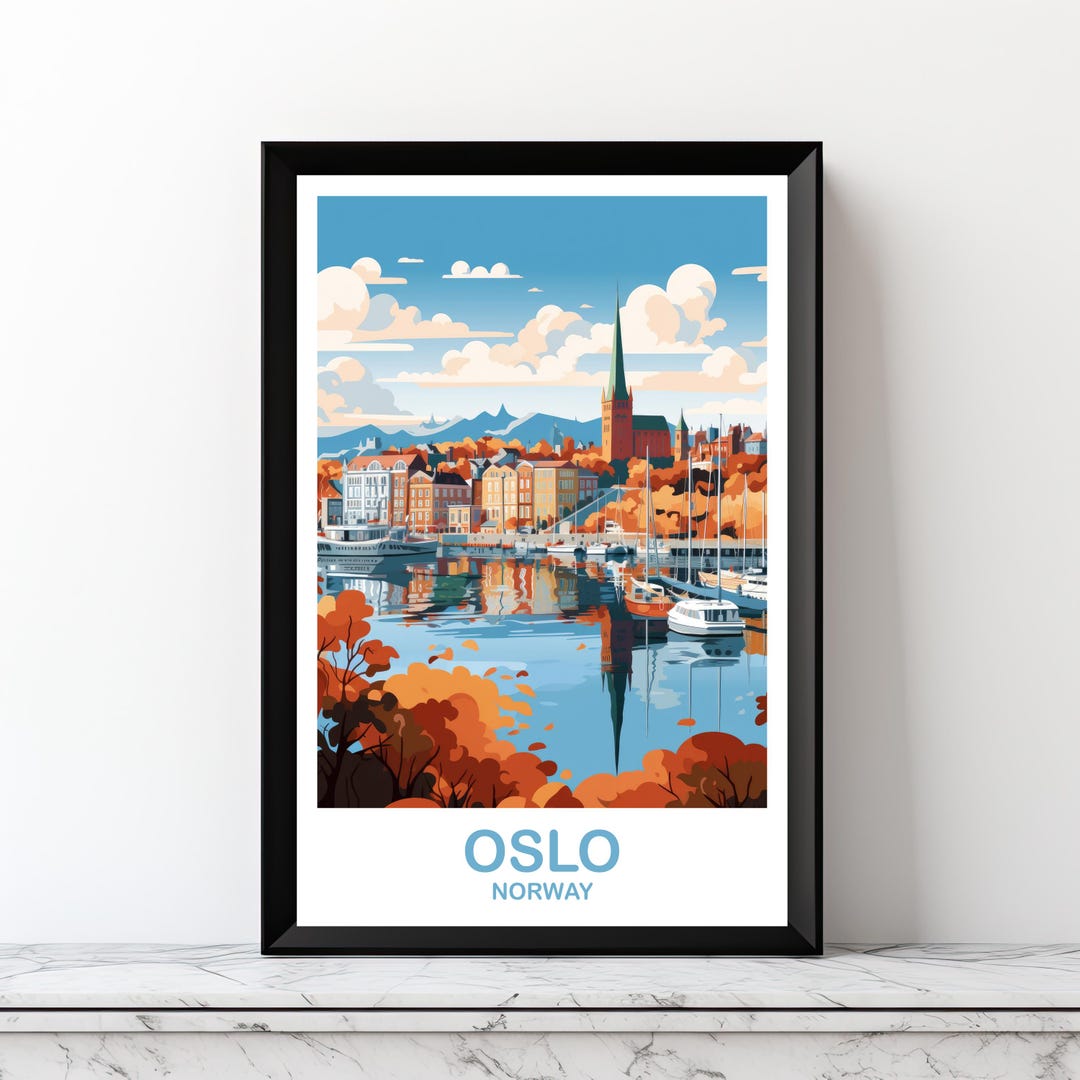 Oslo Norway Travel Poster Art, Digital Oslo Poster, Digital Norway ...