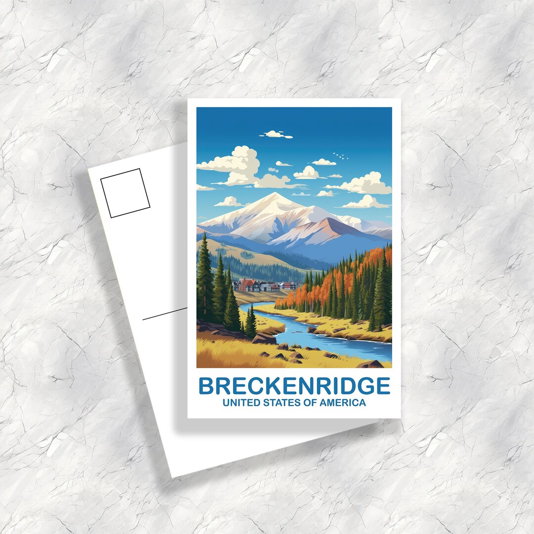 Breckenridge Colorado Travel Postcard Art, Colorado Travel Postcard ...