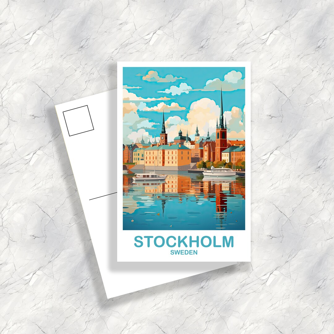 Stockholm Sweden Postcard Art, Stockholm Postcard, Sweden Postcard ...