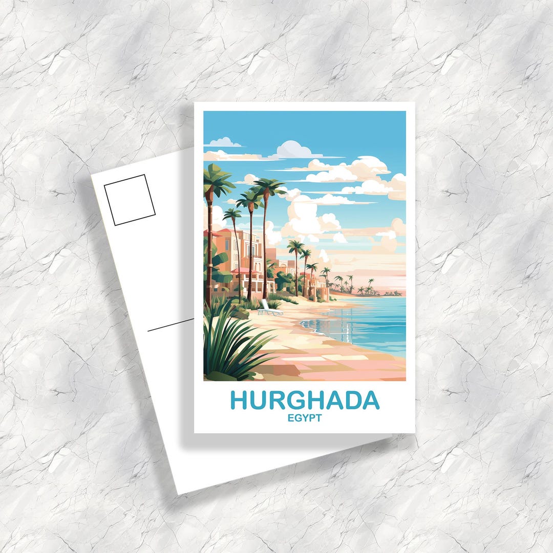 Hurghada Egypt Travel Postcard Art, Egypt Skyline, Hurghada Egypt Art ...
