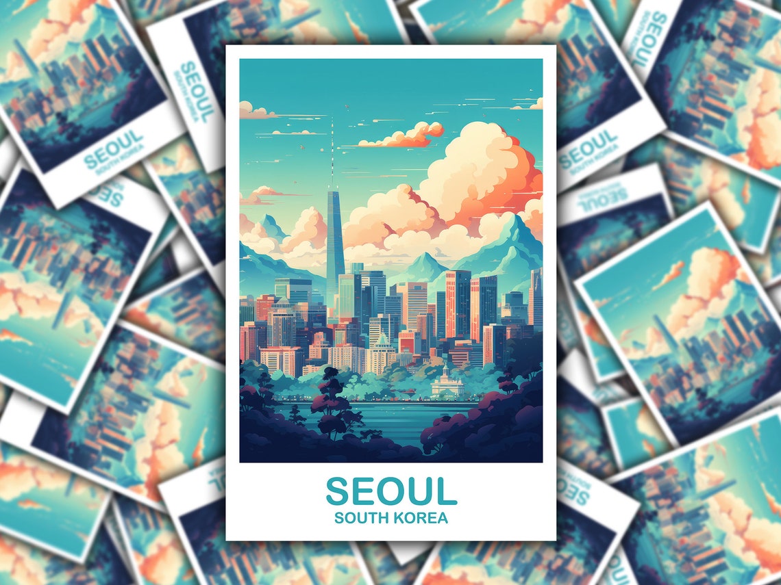 Seoul Korea Travel Sticker, Seoul Skyline, Korea Sticker, Seoul Sticker ...