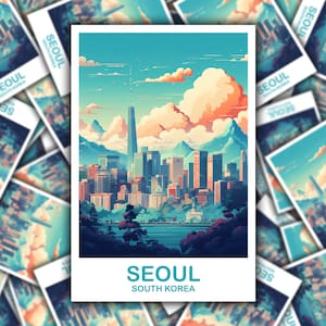 Seoul Korea Travel Sticker, Seoul Skyline, Korea Sticker, Seoul Sticker ...
