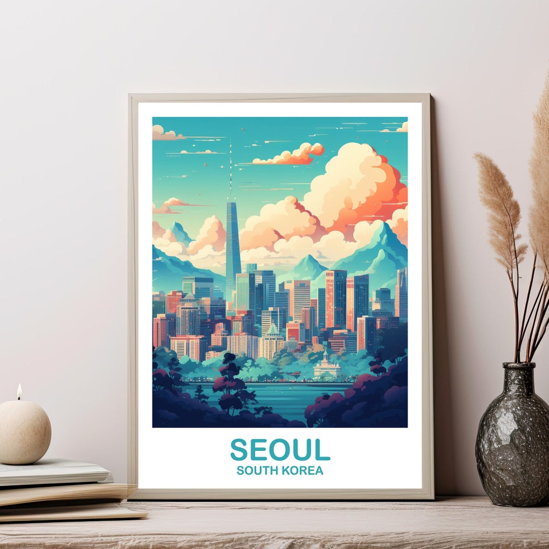 Seoul Korea Travel Poster, Seoul Skyline, Korea Wall Art Poster, City ...