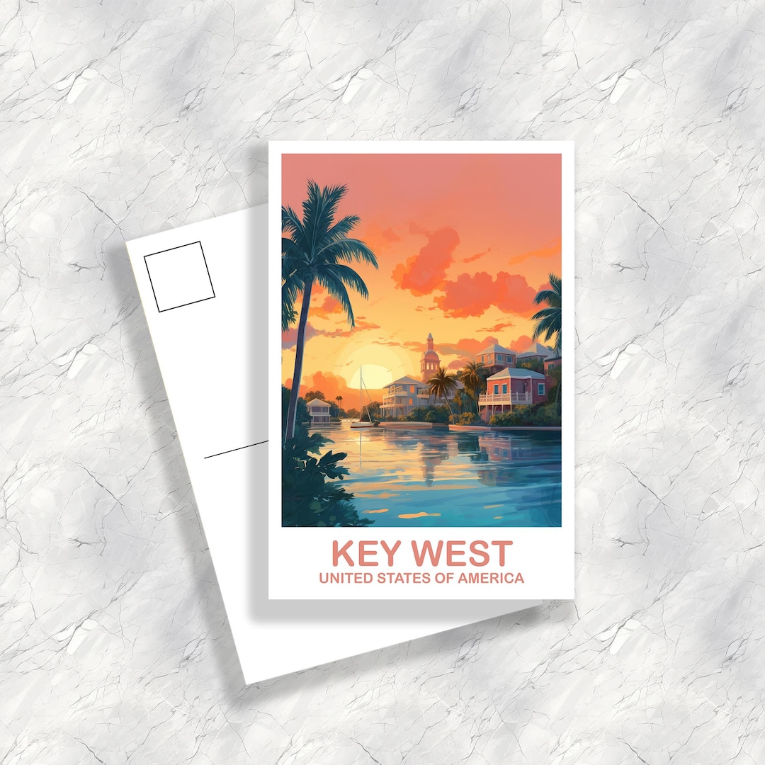 Key West Florida Travel Postcard, Key West Travel Art Postcard, Florida ...