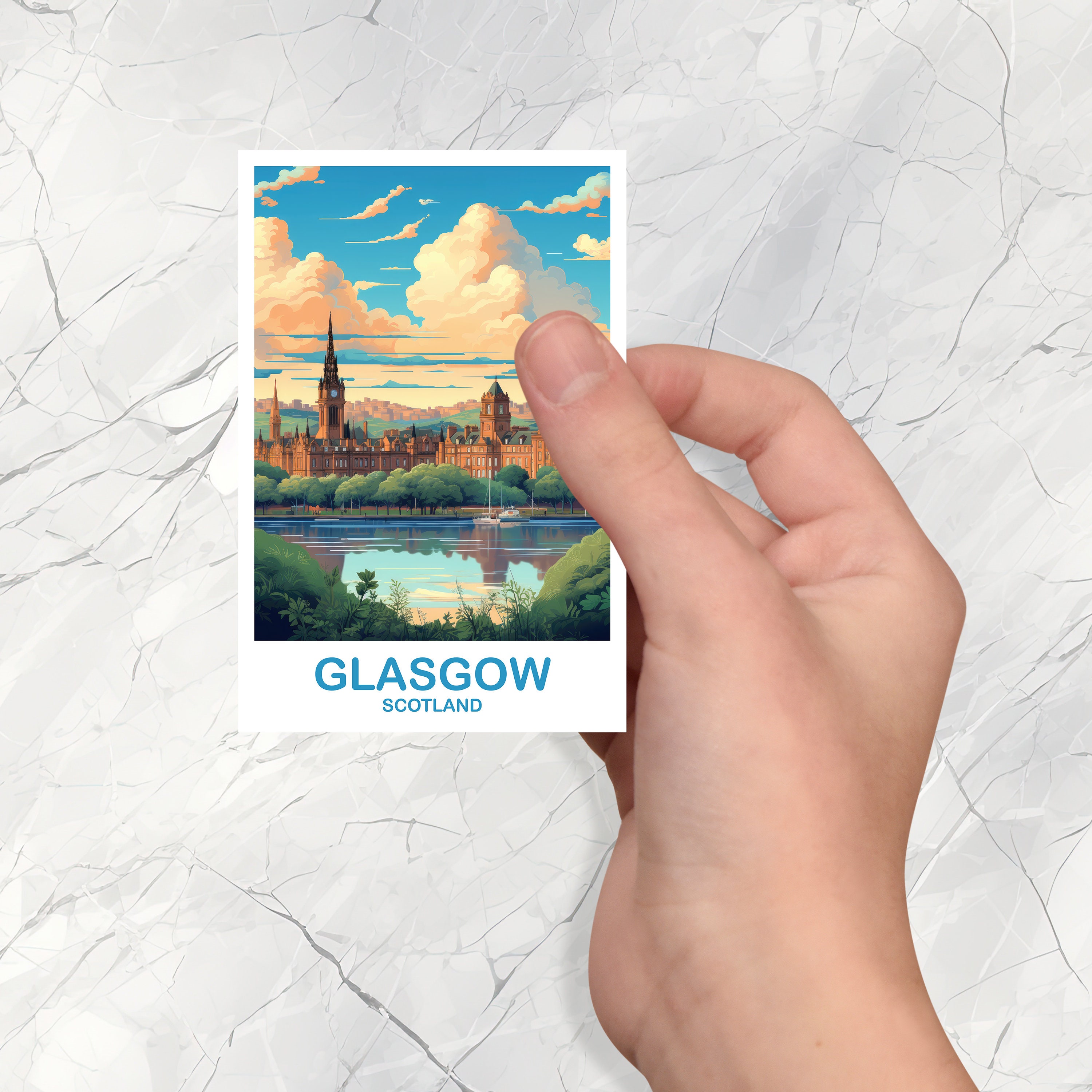 Glasgow Travel Sticker Art, Glasgow Travel Stickerart, Scotland Art ...