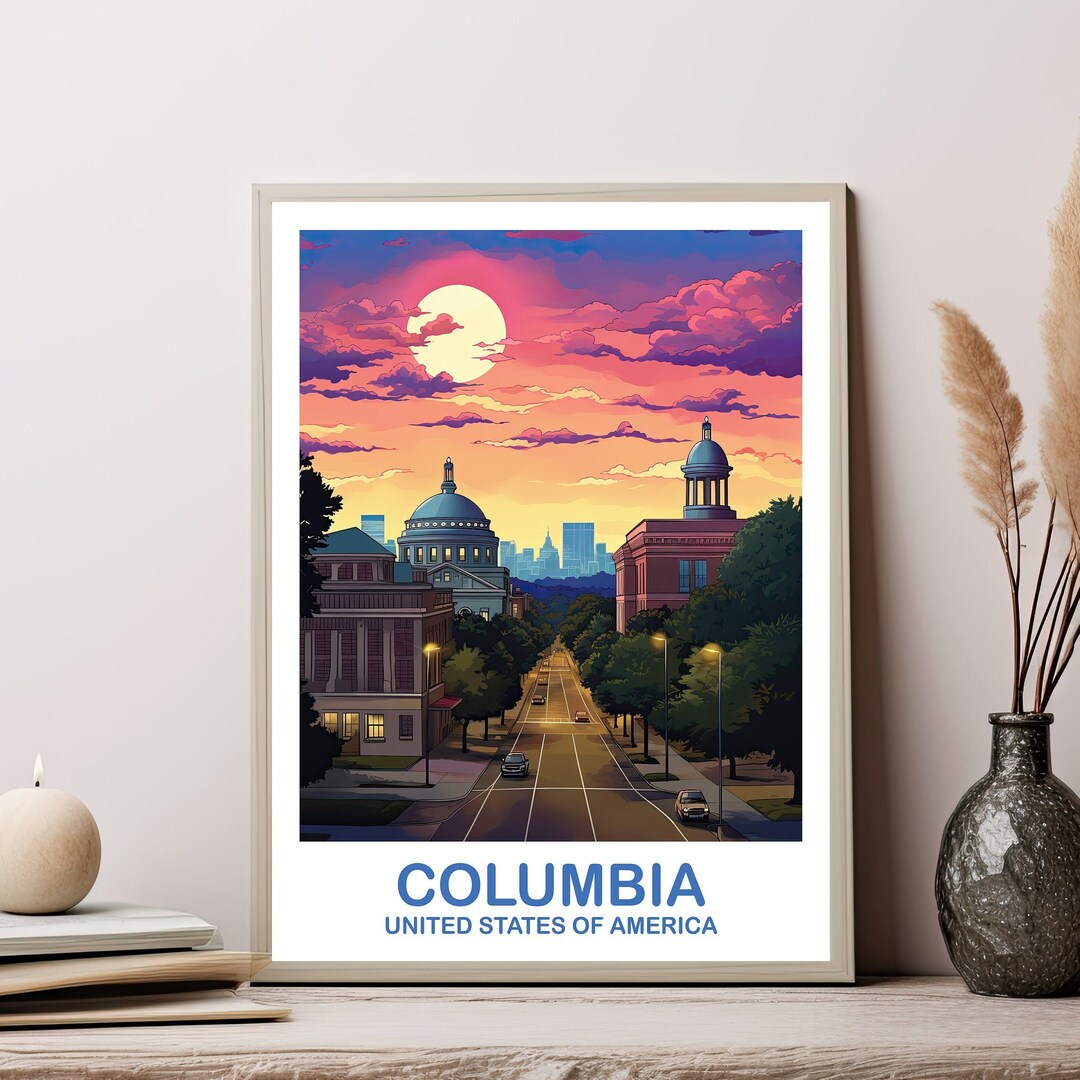 Columbia Travel Art Poster, Columbia Wall Art, South Carolina Wall Art ...