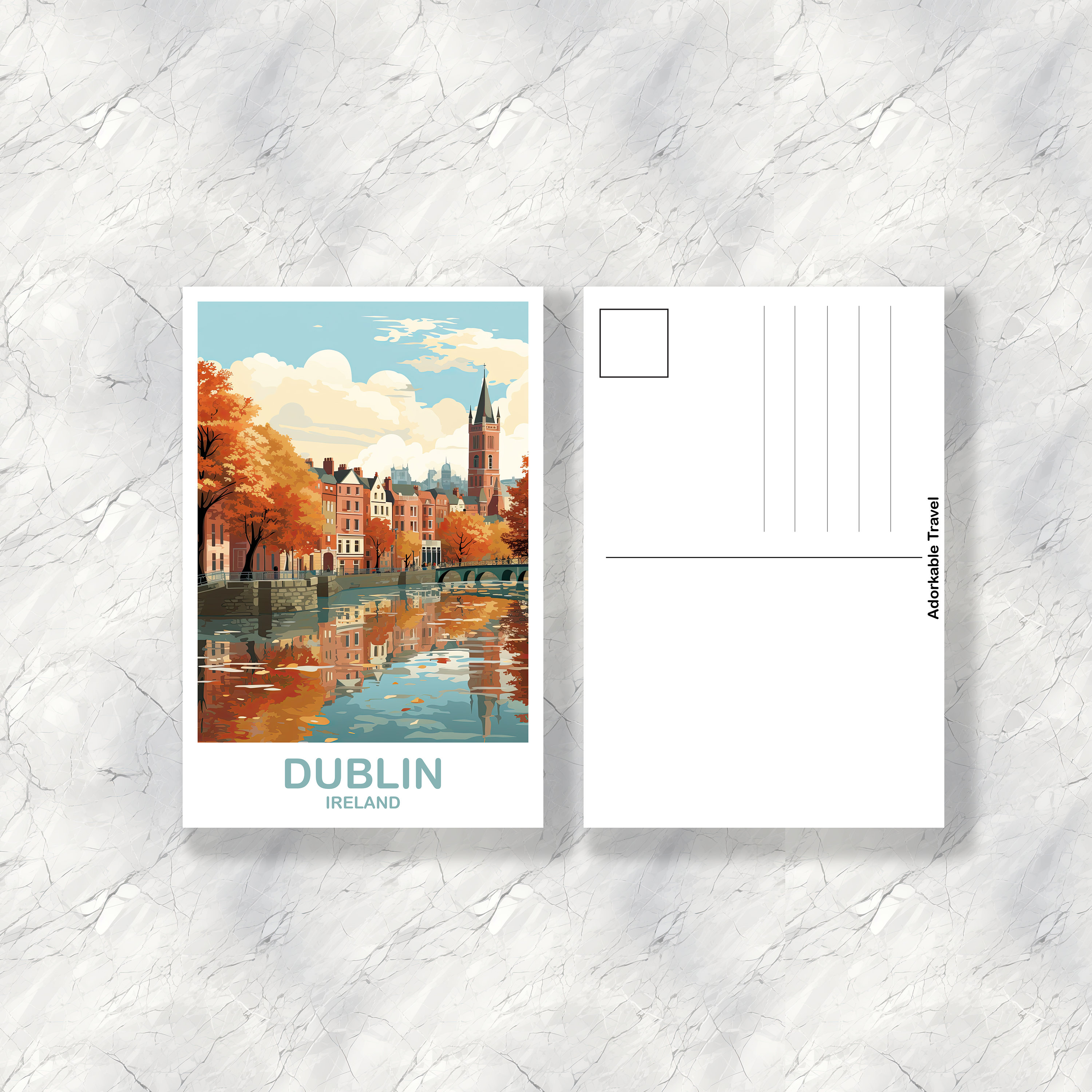Dublin Ireland Travel Postcard Art, Ireland Travel Postcard, Dublin Art ...