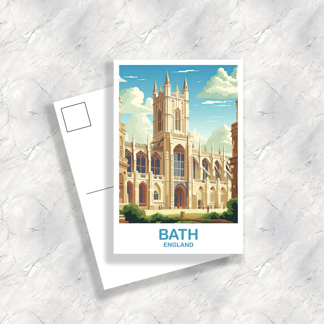 Bath England Travel Postcard Art, Bath Travel Art, Bath Postcard ...