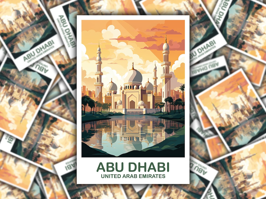 Abu Dhabi Travel Art Sticker, Abu Dubai Art Sticker, City Skyline ...