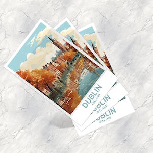 Dublin Ireland Travel Postcard Art, Ireland Travel Postcard, Dublin Art ...