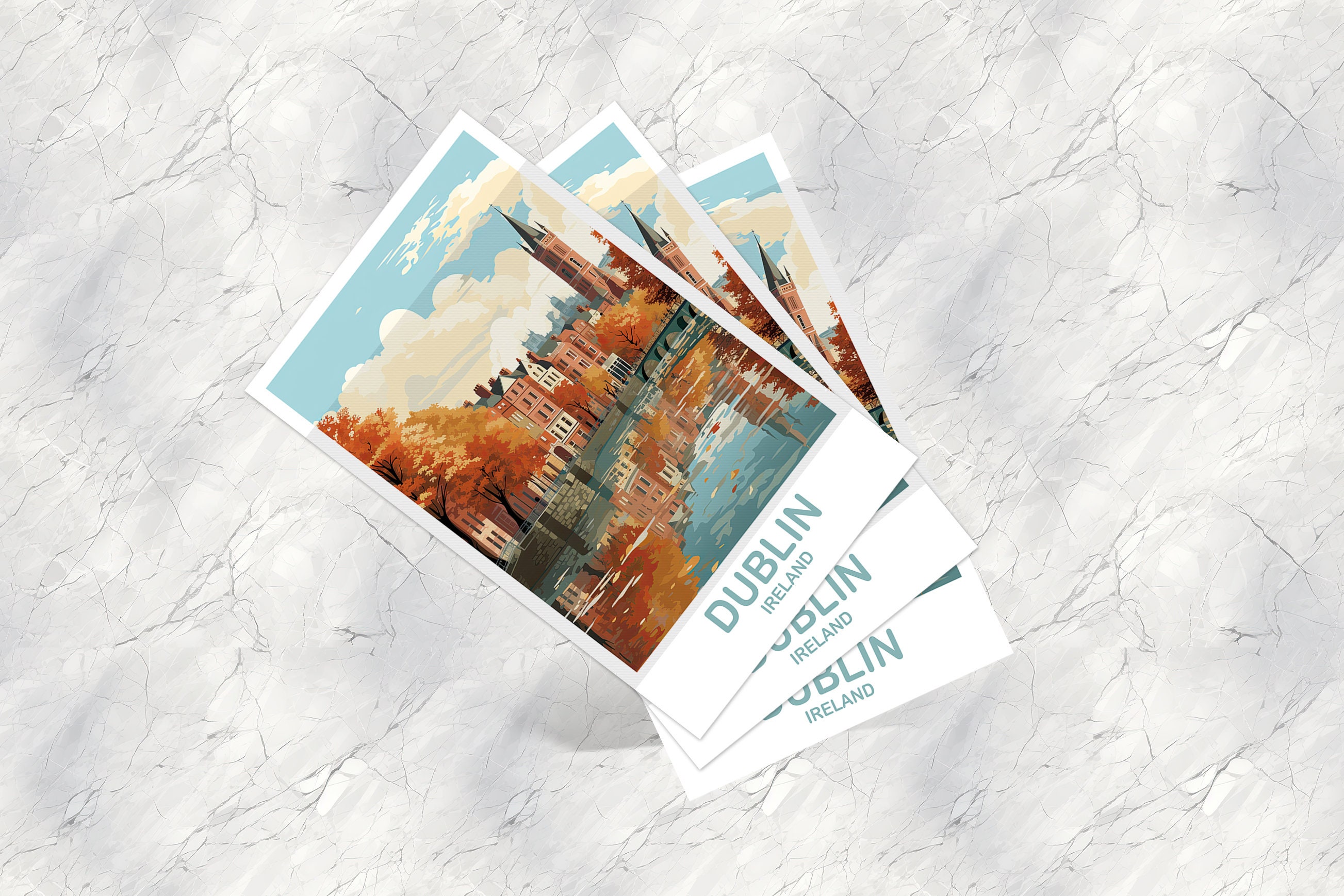 Dublin Ireland Travel Postcard Art, Ireland Travel Postcard, Dublin Art ...