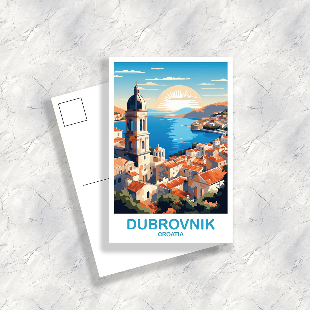 Dubrovnik Croatia Travel Postcard, Dubrovnik Travel Art, Croatia ...