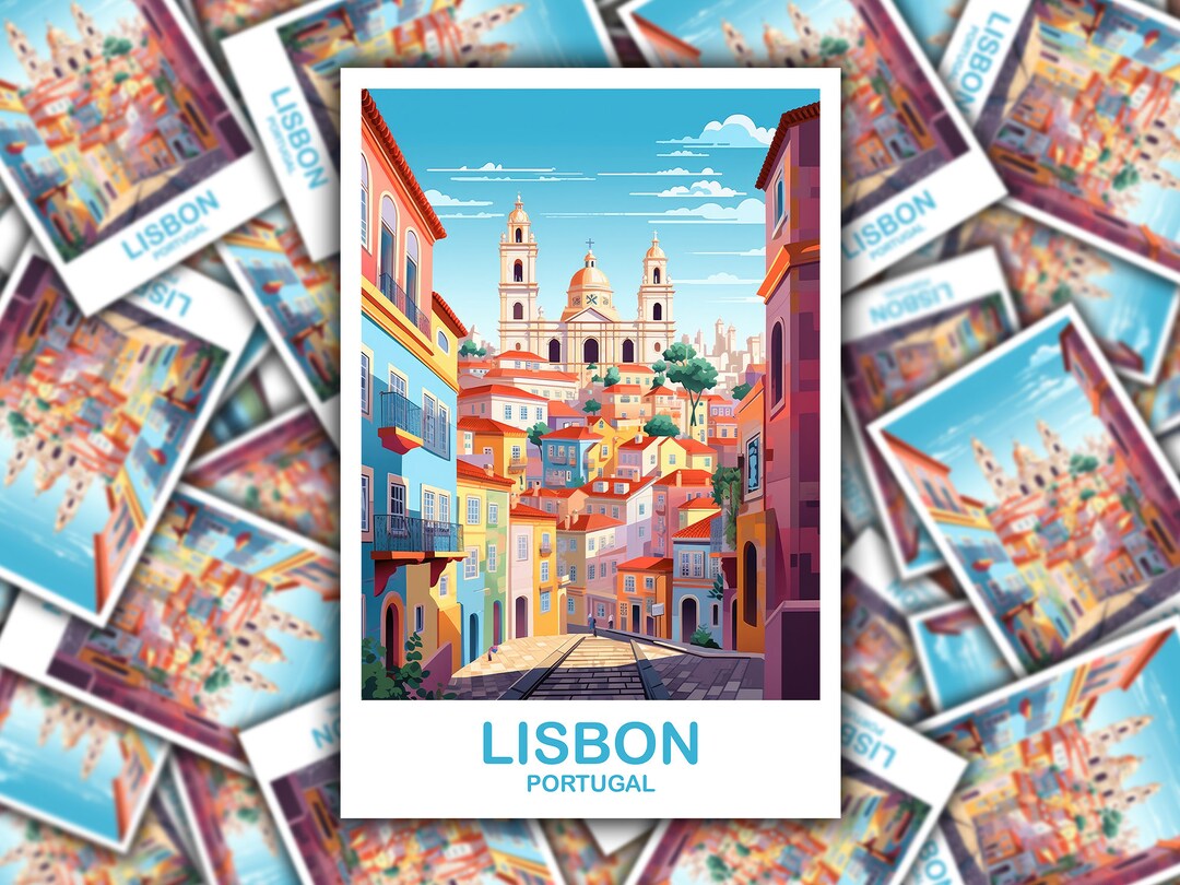 Lisbon Travel Sticker Art, Portugal Travel Sticker Art, Lisbon Wall Art ...