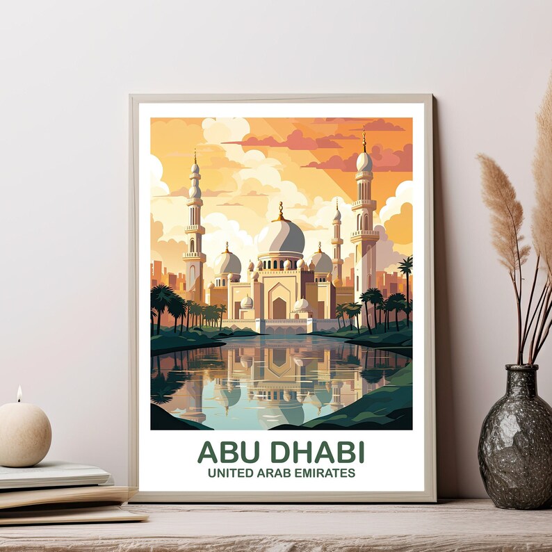 Abu Dhabi Travel Wall Art, Abu Dubai Skyline, Abu Dubai Wall Art Poster ...