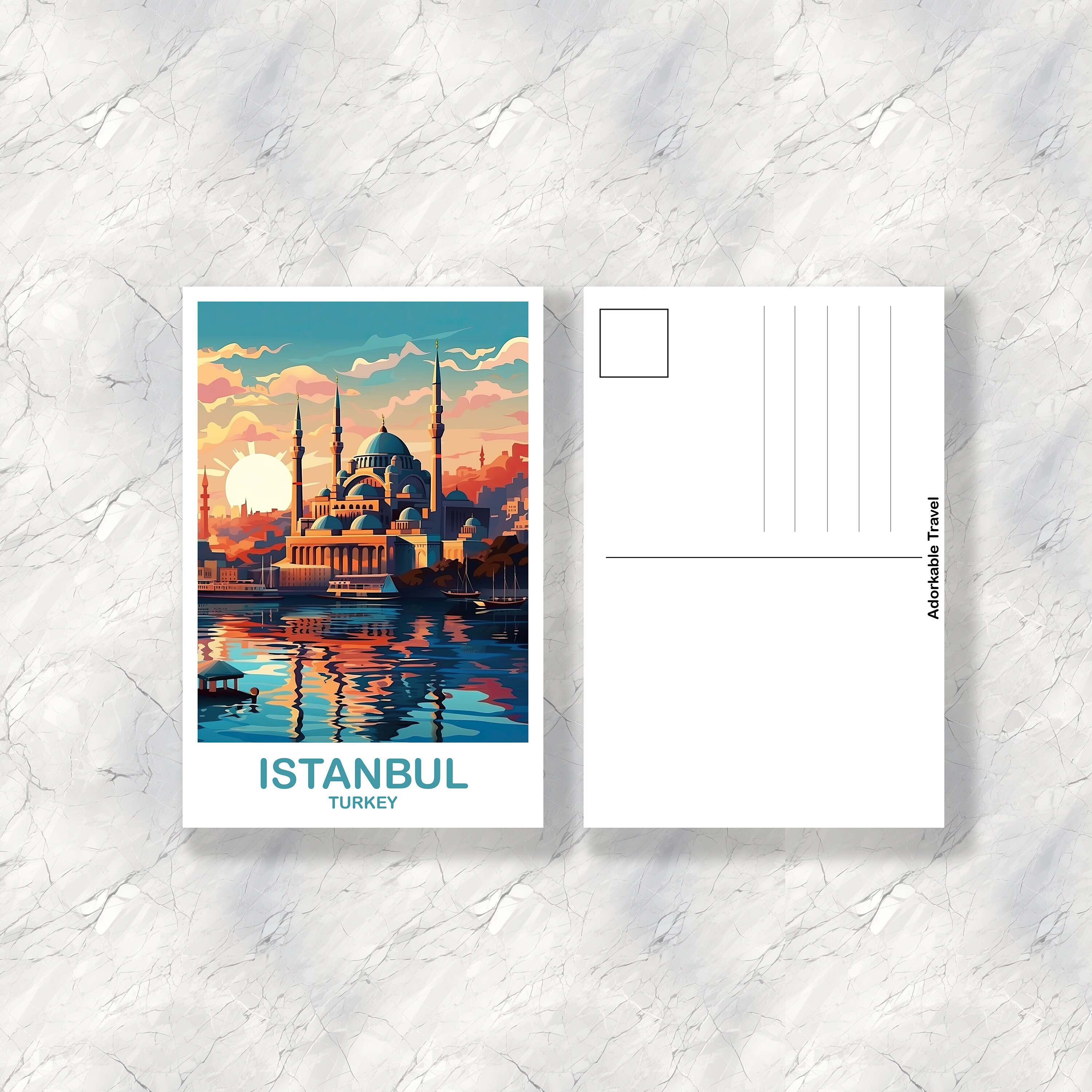 Istanbul Travel Postcard Art, Istanbul Turkey Postcard Art, Turkey Art ...