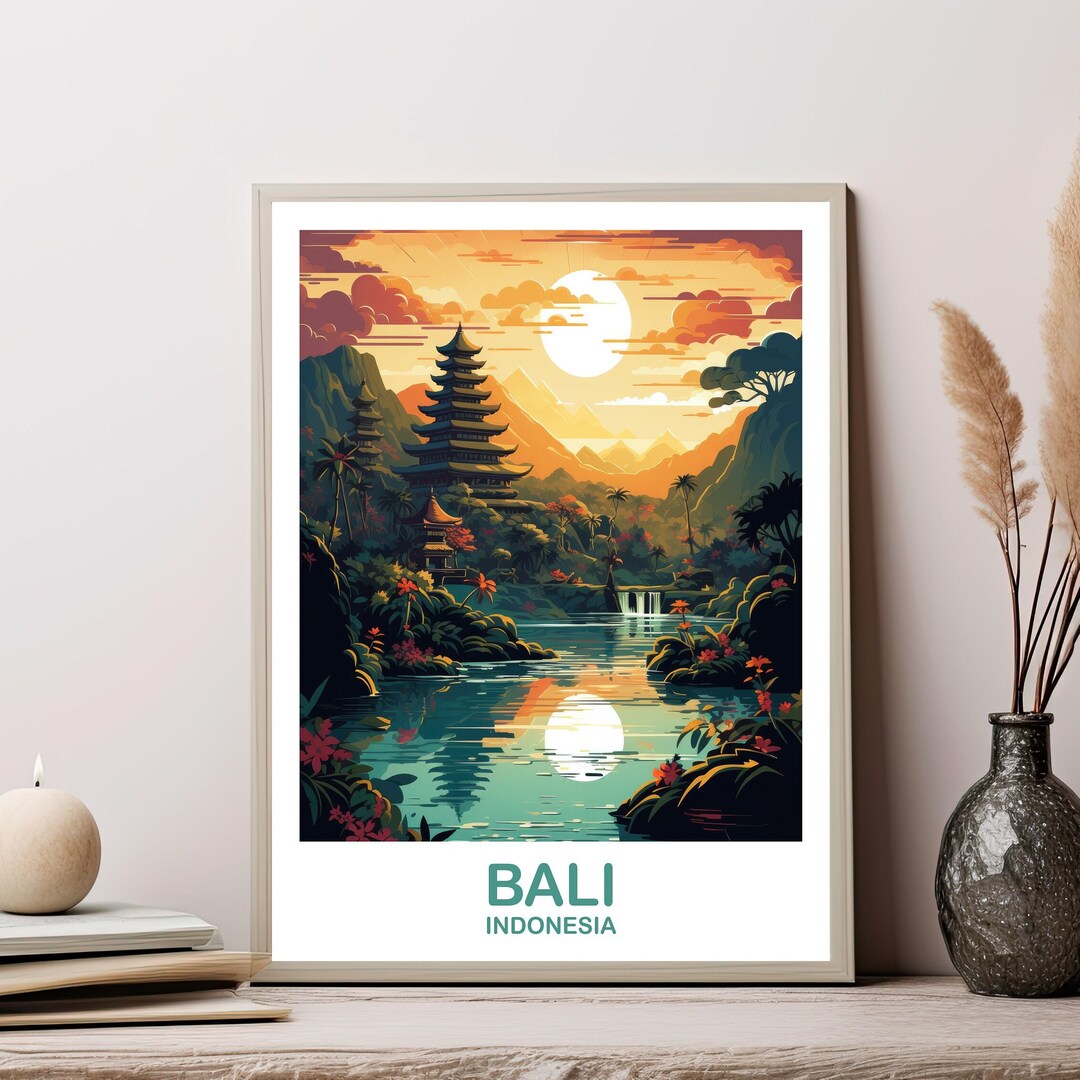 Bali Travel Wall Art, Bali Skyline, Bali Indonesia Wall Art Poster ...