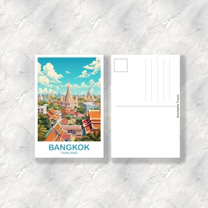 Bangkok Thailand Travel Postcard, Travel Art Postcard, Bankok Postcard ...