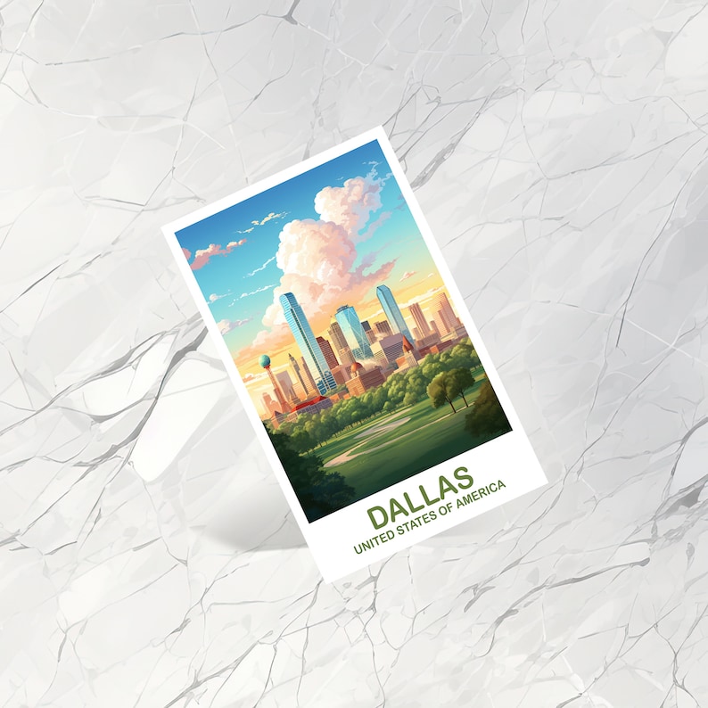 Dallas Texas Travel Postcard, Dallas Postcard Art, Texas Postcard Art ...
