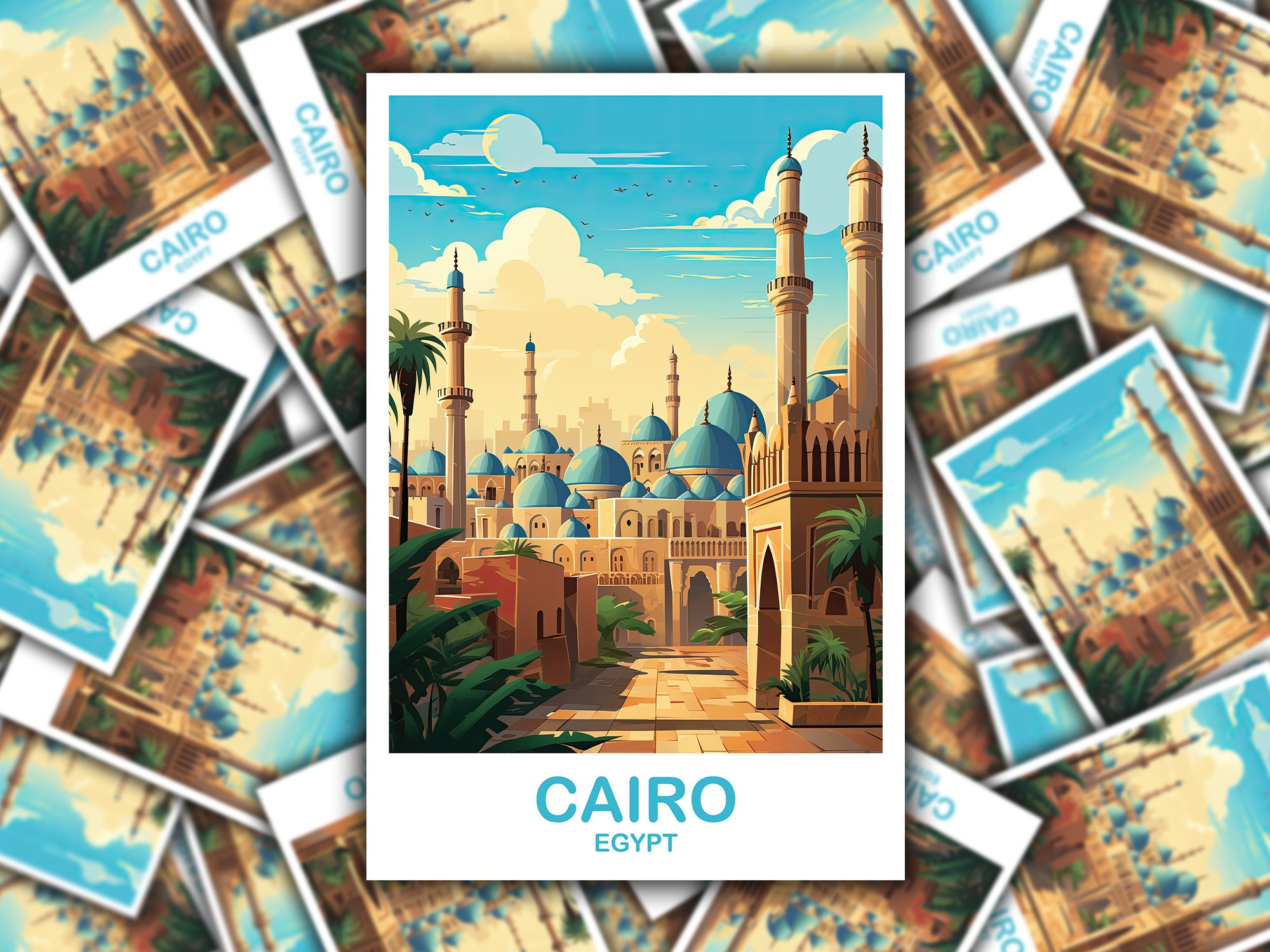 Cairo Travel Sticker Art, Egypt Skyline, Cairo Egypt Sticker Art, City ...