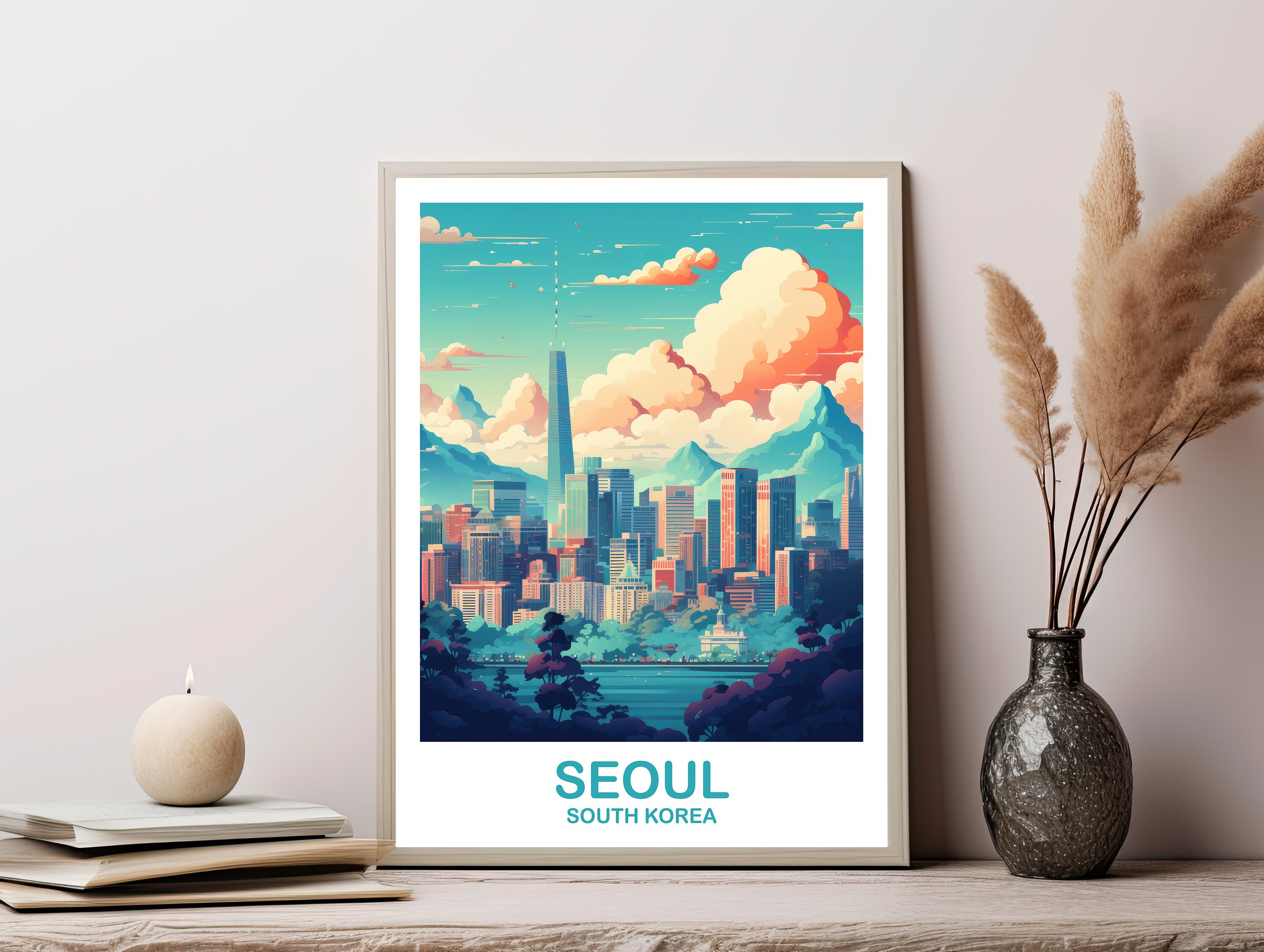 Seoul Korea Travel Poster, Seoul Skyline, Korea Wall Art Poster ...