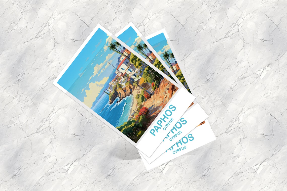Paphos Cyrprus Travel Postcard Art, Cyprus Travel Art, Paphos Postcard ...
